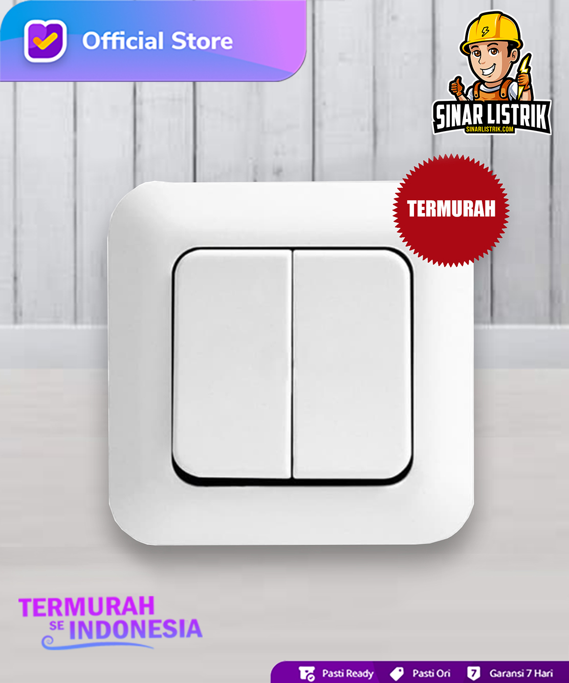 Saklar Double Lampu Broco Gracio 4162 2G 1W Berkualitas dan murah