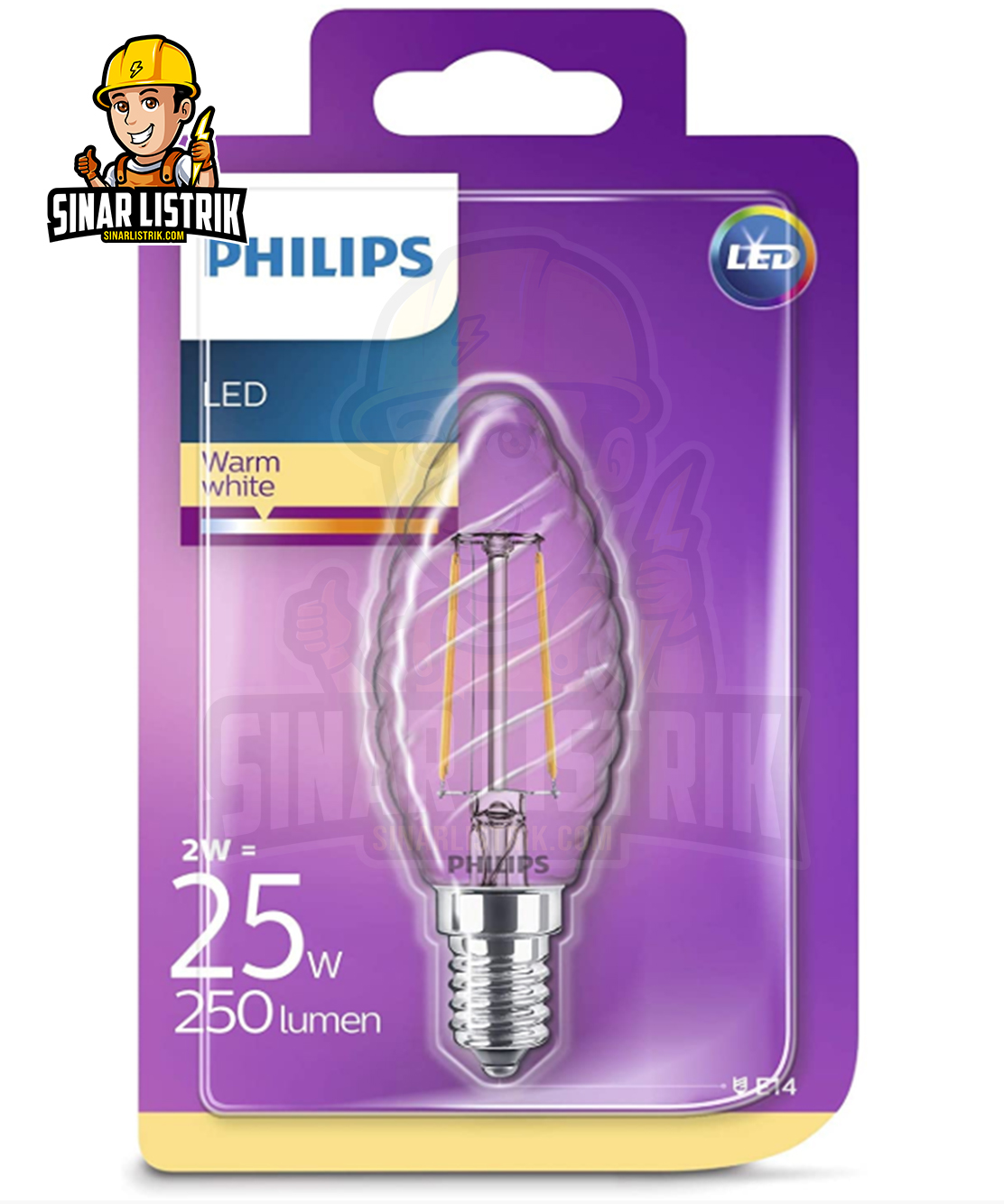 Jual Lampu Philips Candle LED Classic filament 2W E14 WW