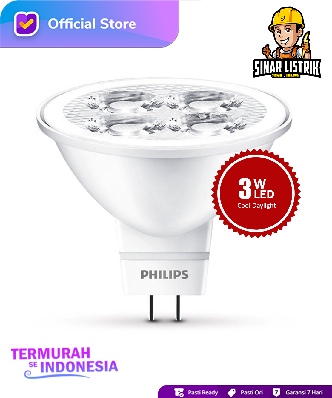 Lampu LED Spot 3W CoolDaylight GU5.3Termurah