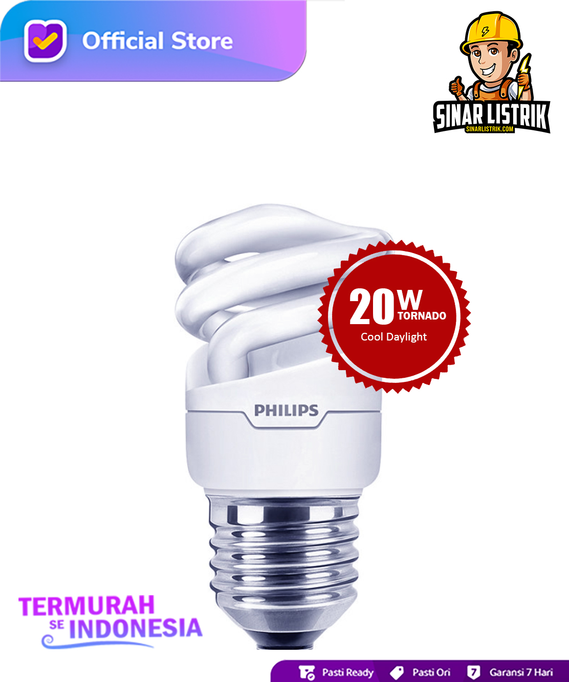 Jual Lampu Philips Spiral T2 20W Cool Daylight E27