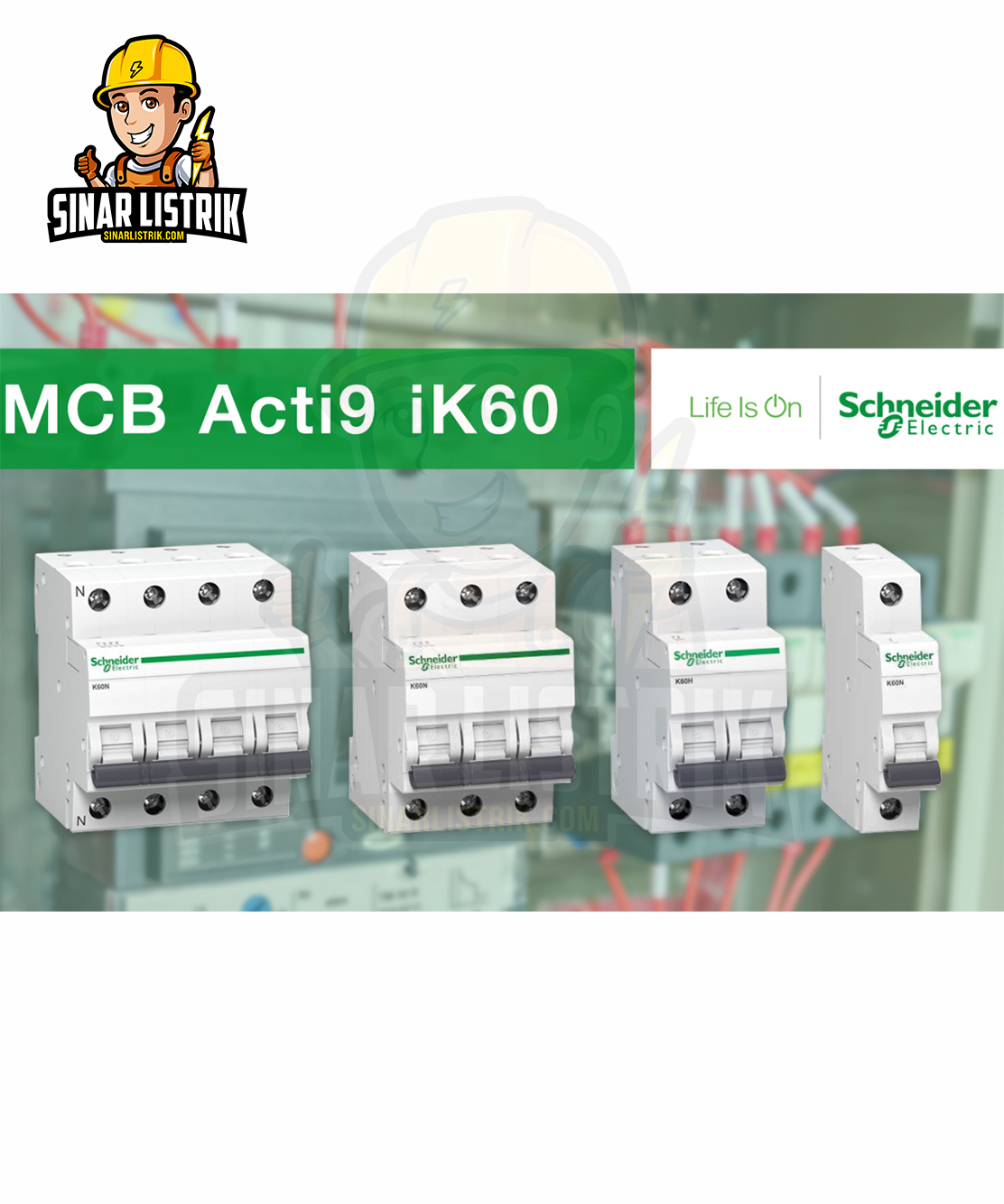 Jual MCB Schneider Acti9 iC60 2P 63A C curve 6 kA Termurah
