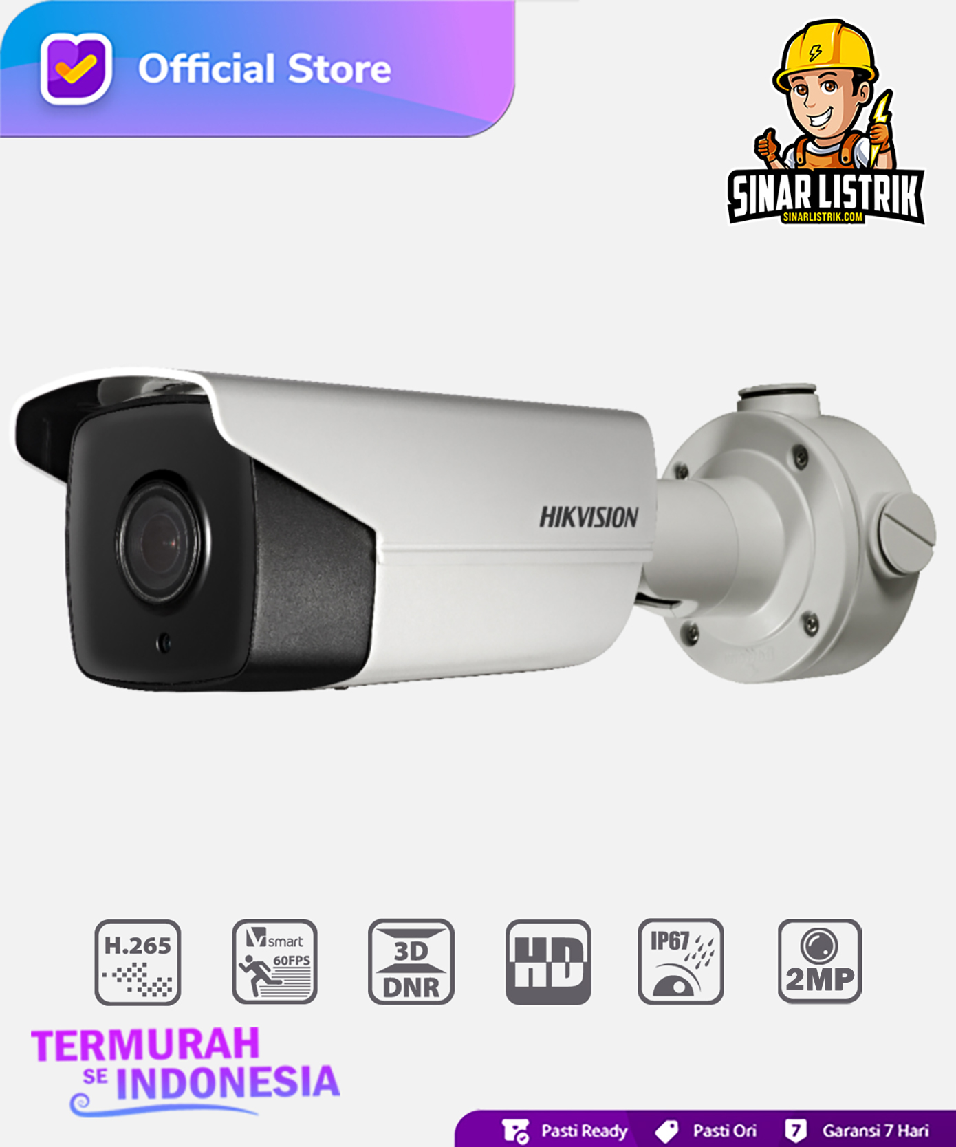 Jual CCTV Hikvision 2MP Outdoor Moto Varifocal Bullet Paling Murah