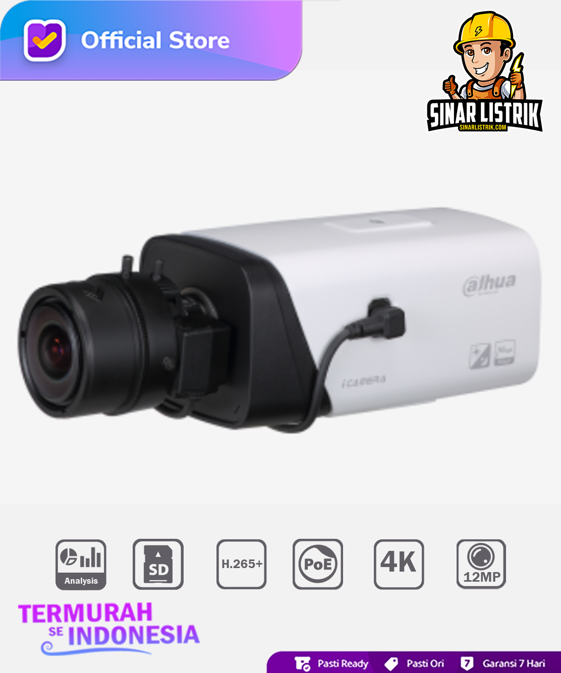 Jual CCTV Dahua 12MP Box Network Camera Termurah