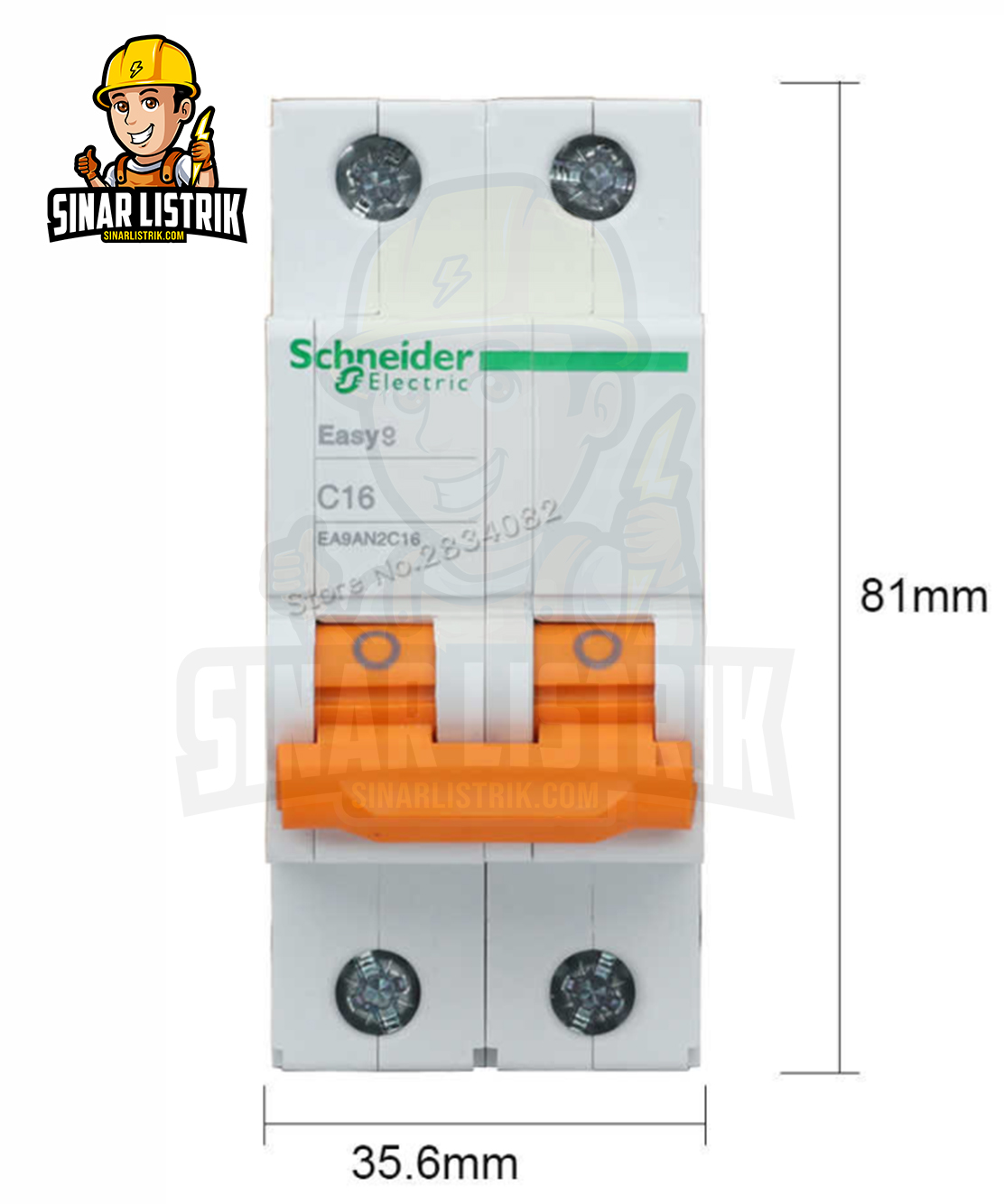 Jual MCB Schneider 2P 50A New Domae 220/240 V C curve 4.5 kA