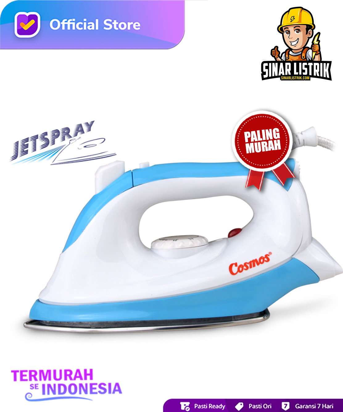 Jual Setrika Cosmos Jet Spray Stainless Steel Soleplate CIS-438 Murah