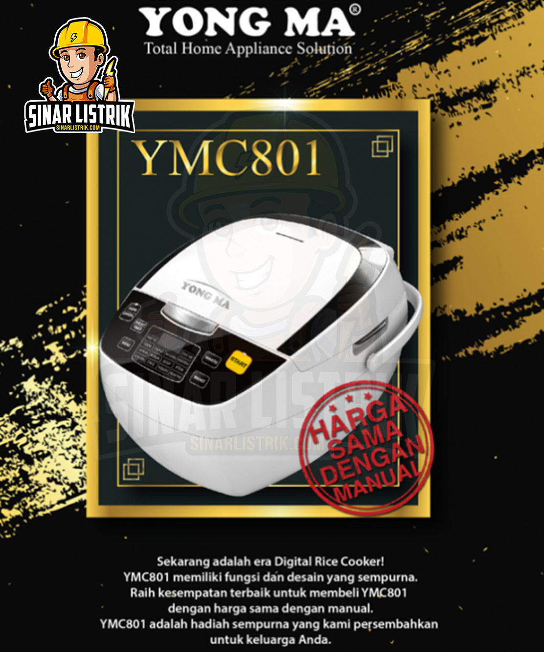 Jual Magic Com Yong Ma 2L SMC 8017 Black Termurah