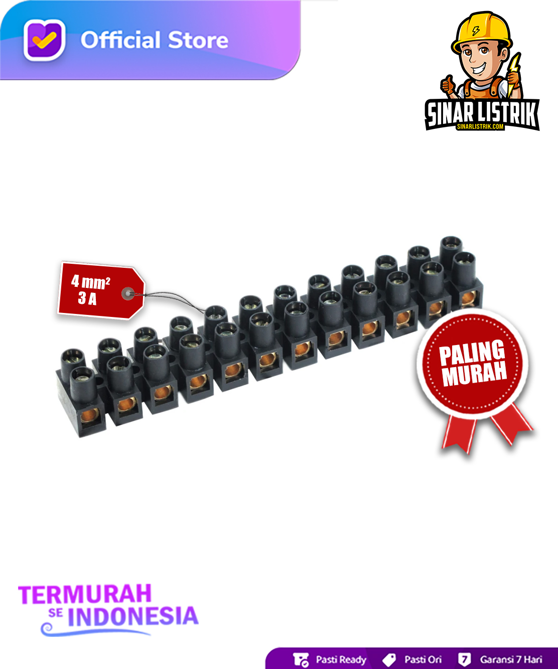 Jual Terminal Blok Krustin 4mm 4A Hitam ATN Termurah