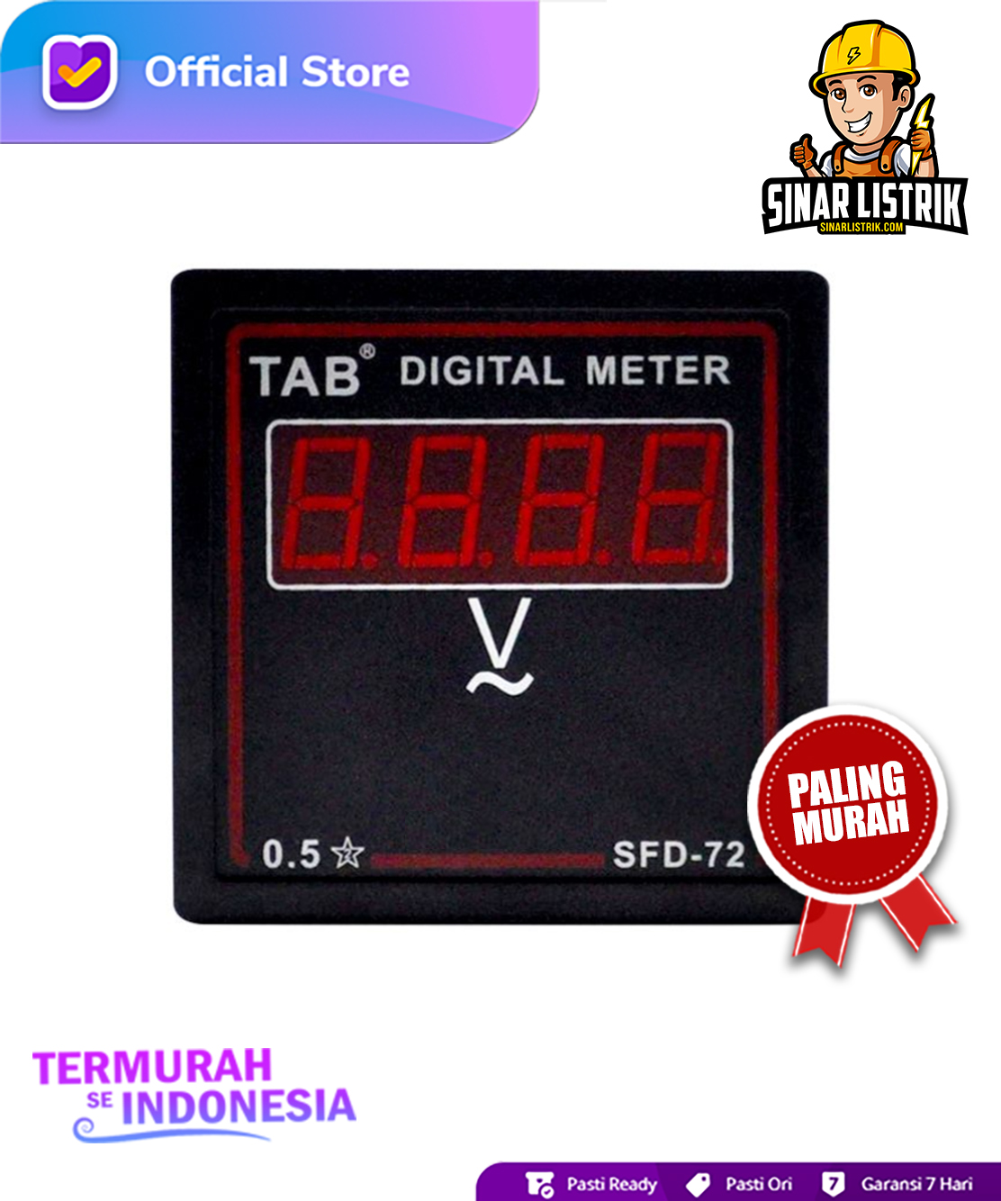 Jual Digital Voltmeter 72x72 600VAC TAB Termurah Seindonesia
