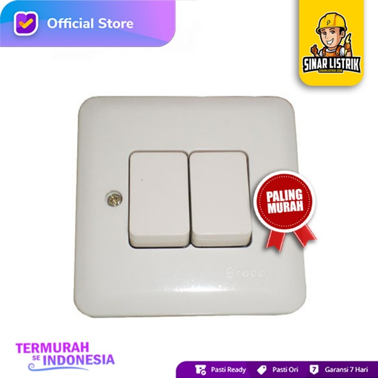 Broco Seri OB 632N - Saklar Ganda / Double / 2 Switch Bulat Hitam 632