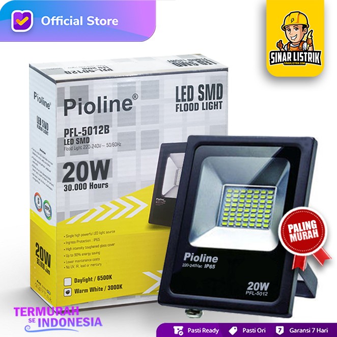 Flood Light 20 W Watt Lampu Sorot Pioline LED SMD PFL 5012 Floodlight