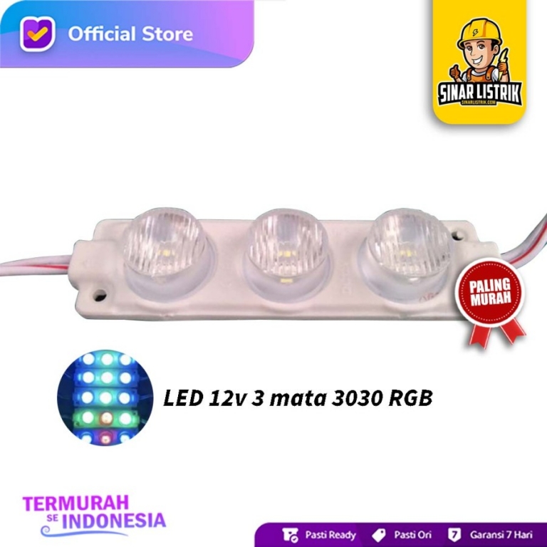 3 Mata RGB Lampu LED Modul Mata 3 Mata 12 Volt 6 W Watt Module
