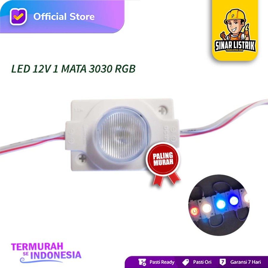 1 Mata RGB Lampu LED Modul Mata 1 Mata 12 Volt 6 W Watt Module
