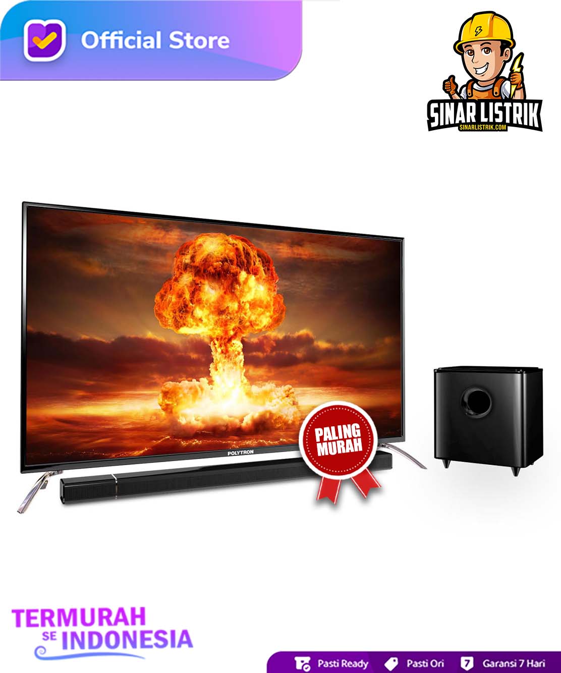 Polytron PLD32B8951 32" Cinemax Soundbar Frameless LED TV 32 Inchi