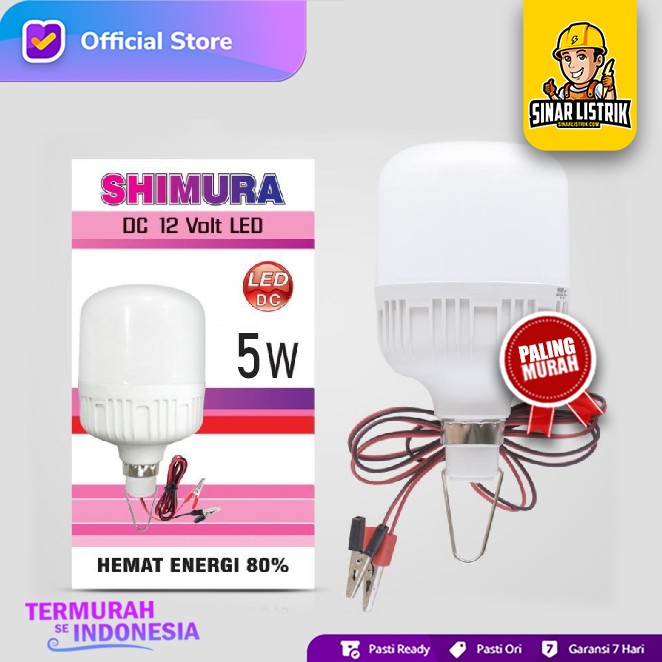 Lampu LED DC Shimura 5 W Watt Bohlam Emergency AC/DC PLN 12 Volt