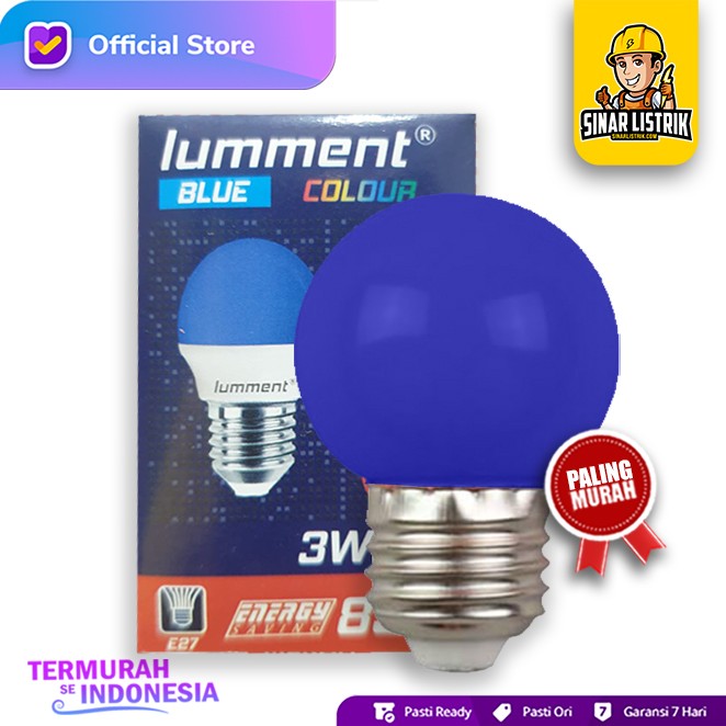 Lumment 3 W Watt Colour Biru E27 Hemat - Lampu LED Warna Biru