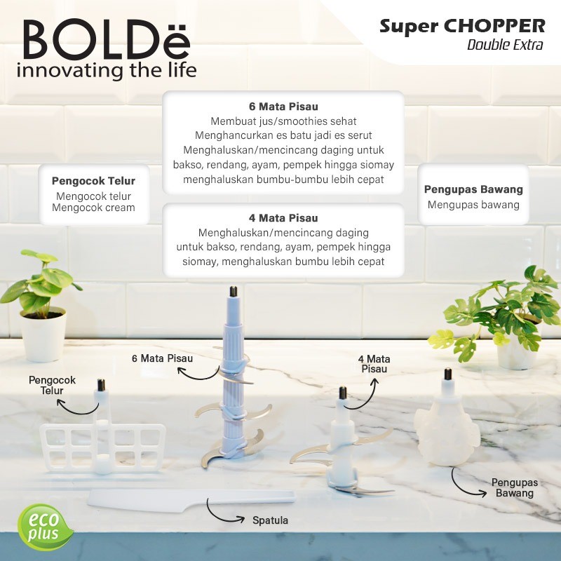 BOLDe Food Chopper Double Extra Jar 6 Mata Pisau