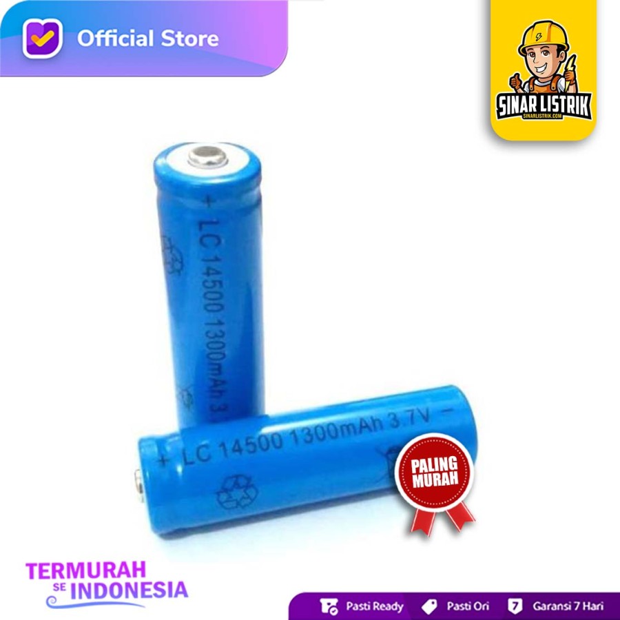 Baterai Police 3.7V 1200 mAh Li-ion LC 14500 Recharge Batere Batre