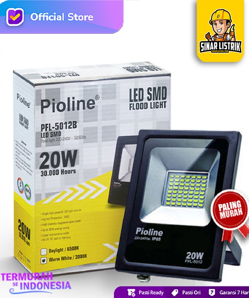 Flood Light LED PIOLINE 20w pfl5012dl Putih