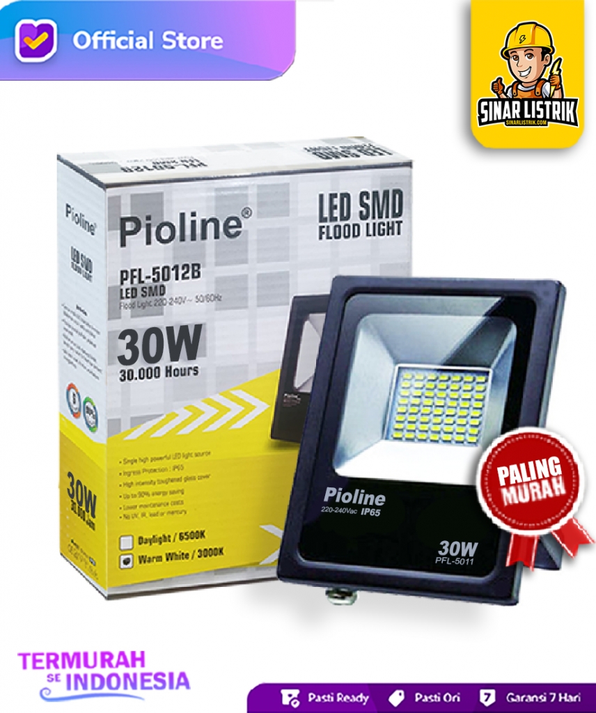 Flood Light LED PIOLINE 30w pfl 5013dl Putih