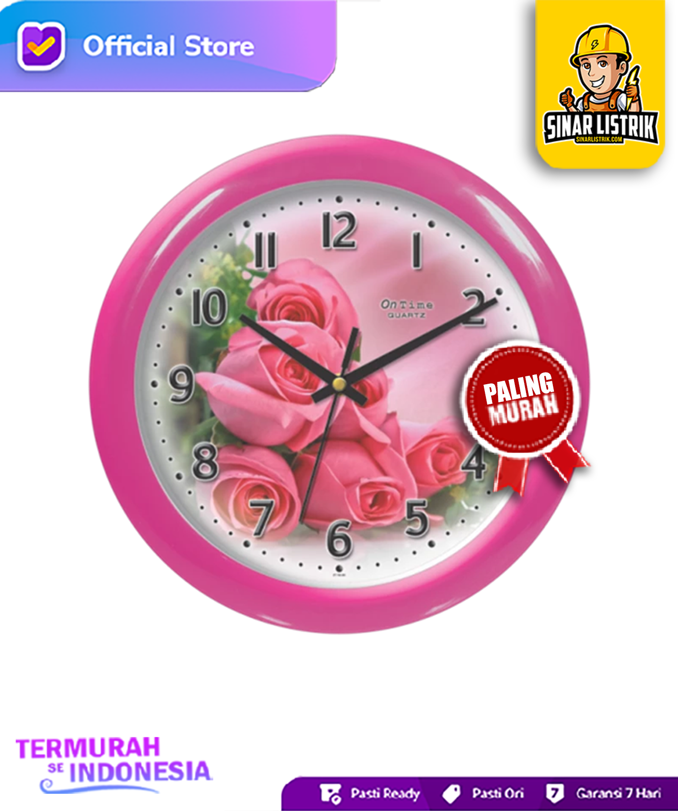 Jam Dinding Ontime 767 Flower 30cm