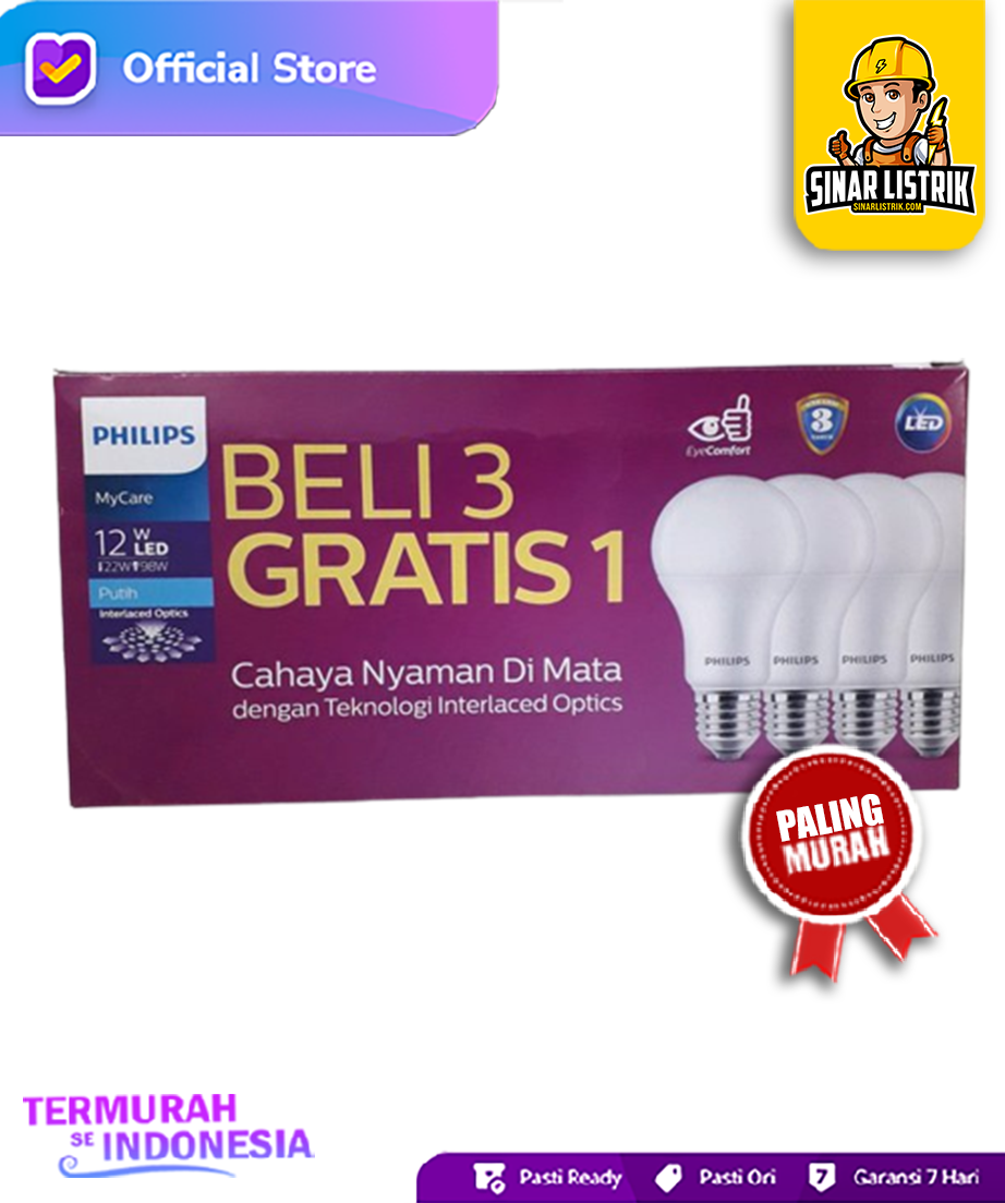 Lampu LED PHILIPS (4 Pack) 12W