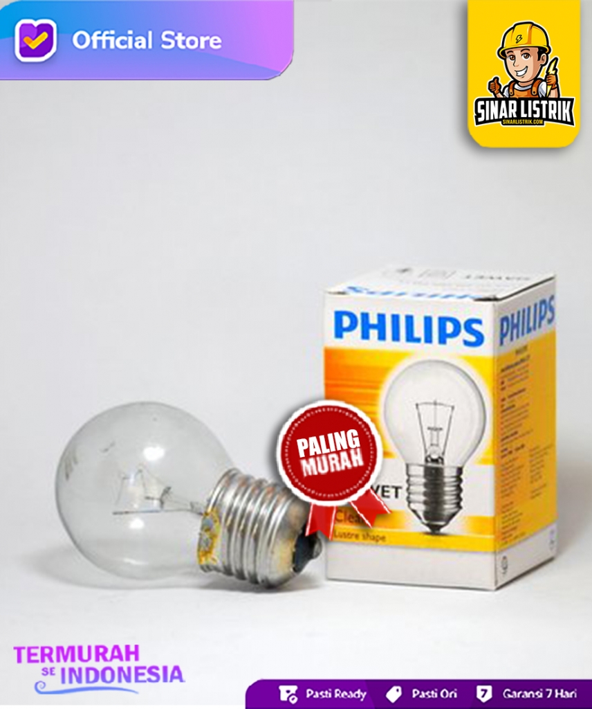 Philips Bohlam Lampu Dop Pijar 25 Watt / 25W Clear E27 220V