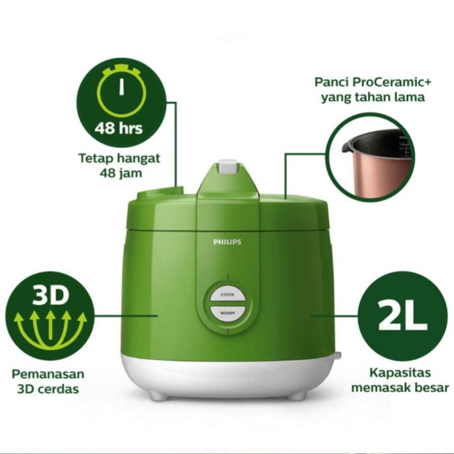 Rice Cooker 2L Philips hd3131/30 gren