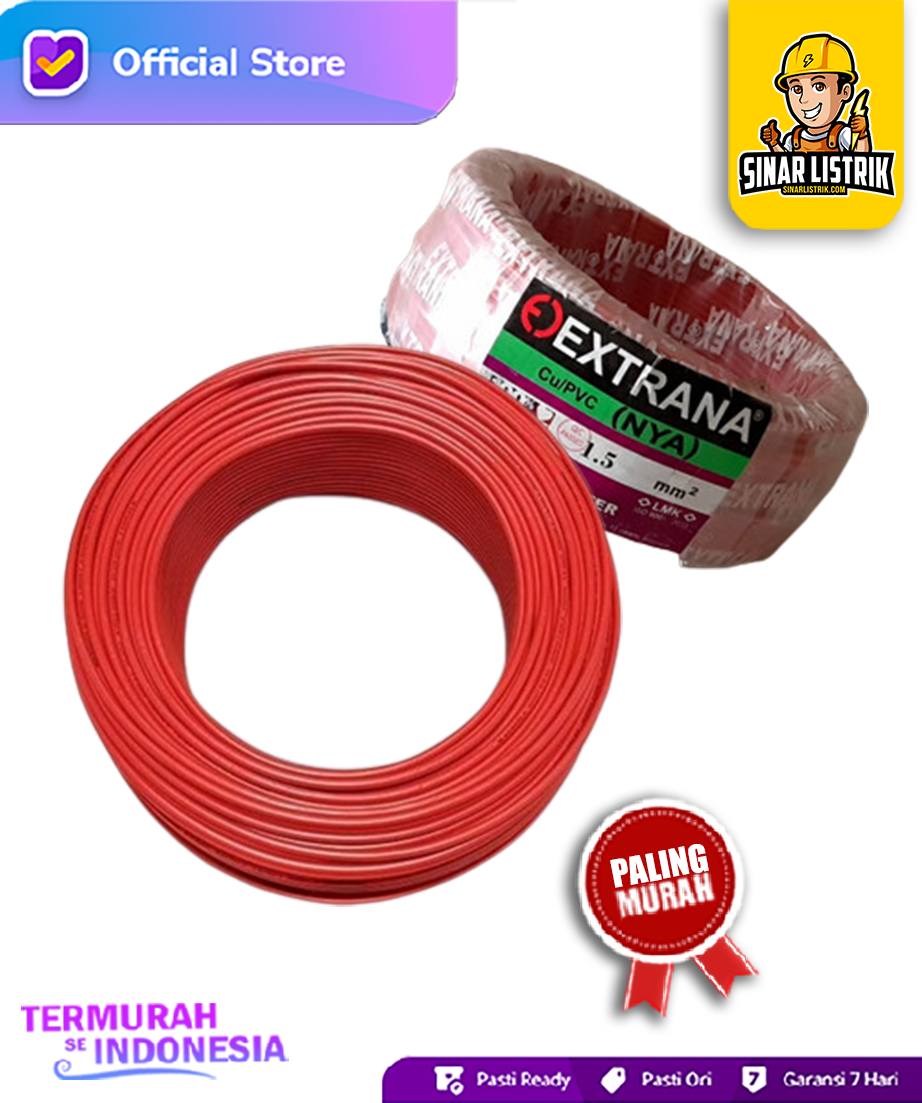 Kabel NYA 1.5MM EXTRANA 100 Meter Merah