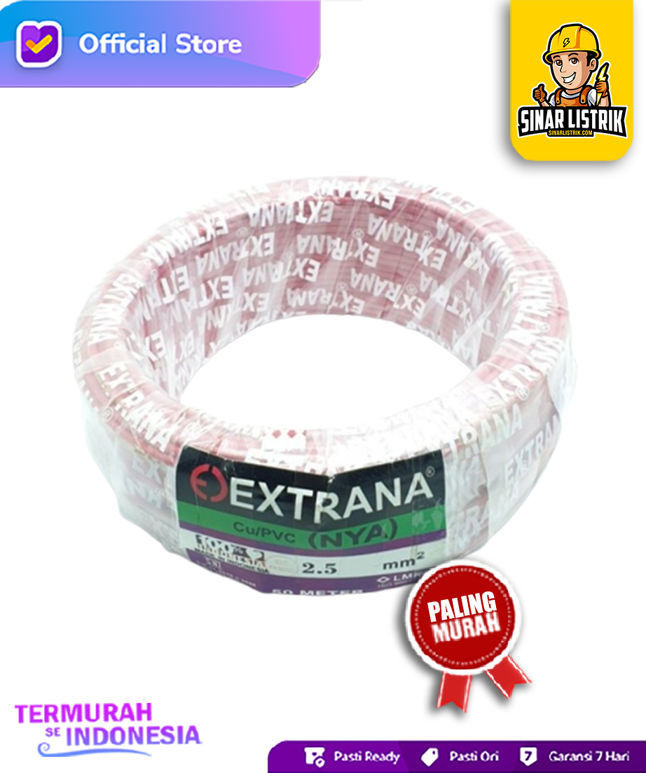 Kabel NYA 2.5 mm Extrana 50 Meter Merah