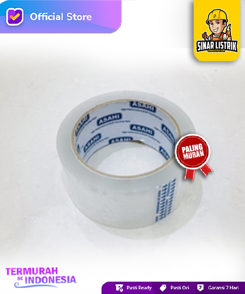 Lakban Plakban Asahi 48mm x 100yard 2 Inch 2" Bening Clear Solasi