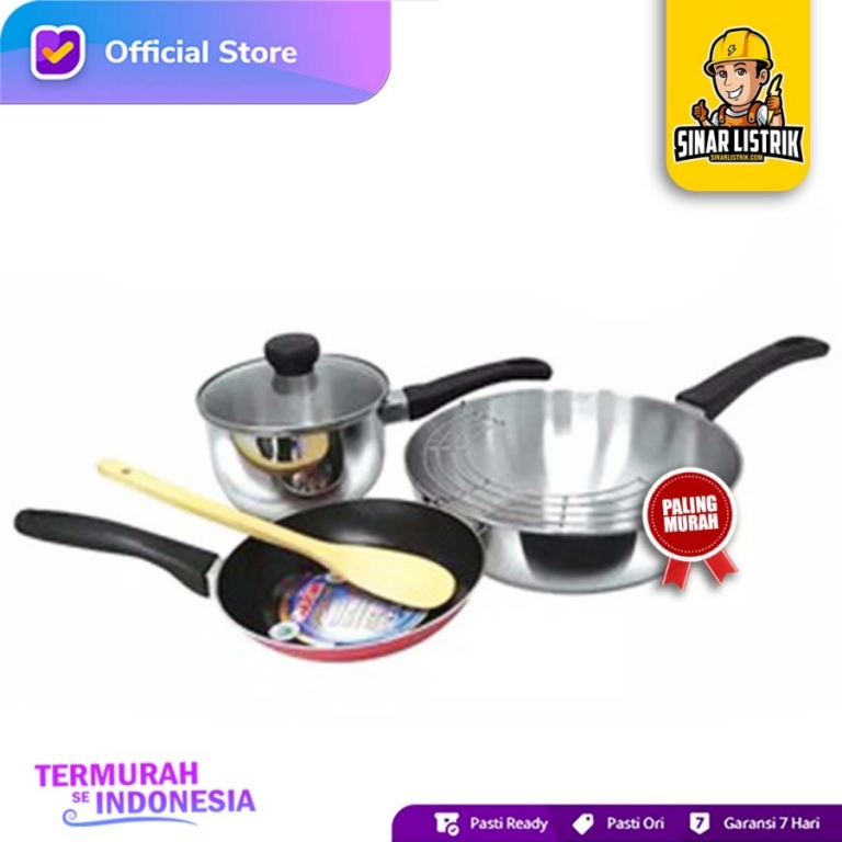Maxim Aurora SSPB35 6pcs Panci Set Stainless Frypan Teflon